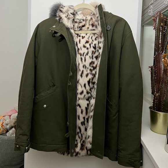 Maje | Jackets & Coats | Maje Reversible Genuine Fox Fur Kaki Green ...